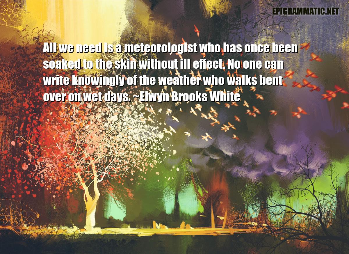 Elwyn Brooks White Quotes - All we need is a meteorologist who has once ...
