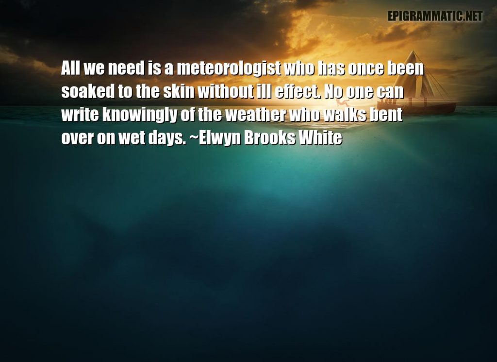 Elwyn Brooks White Quotes - All we need is a meteorologist who has once ...